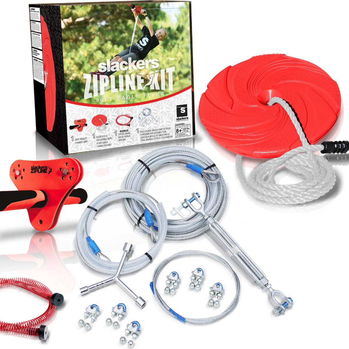 Slackers 90' Eagle Zipline Kit With Free Spring Brake Kit – Dancing ...